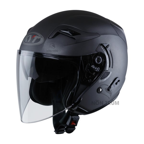 Nón 3/4 KYT Venom Xám Đen Nhám Chính Hãng | Freeship | Nón Trùm